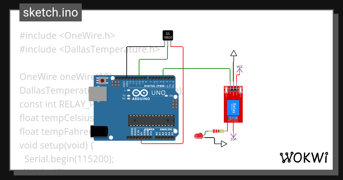 Arduino+temp+led Copy - Wokwi ESP32, STM32, Arduino Simulator