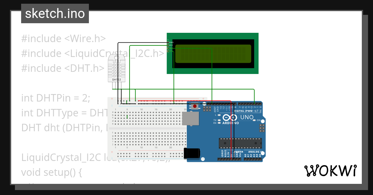 DHT22_LCD - Wokwi ESP32, STM32, Arduino Simulator