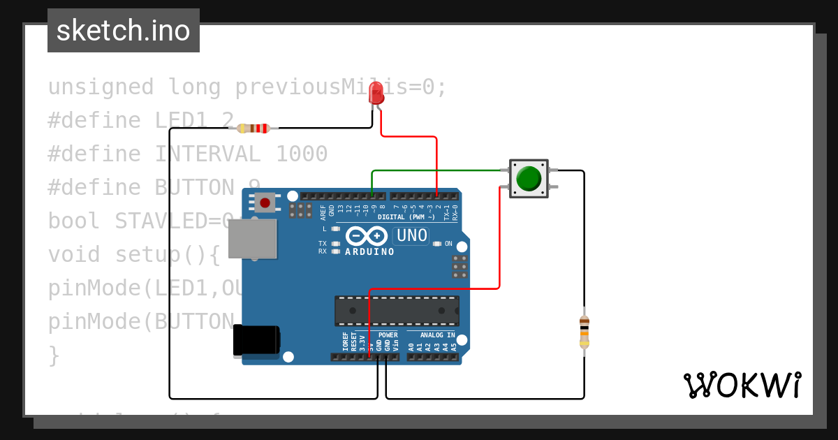 Blikanie Led Pri Stlaceni Tlacidla Wokwi Esp32 Stm32 Arduino Simulator 9040