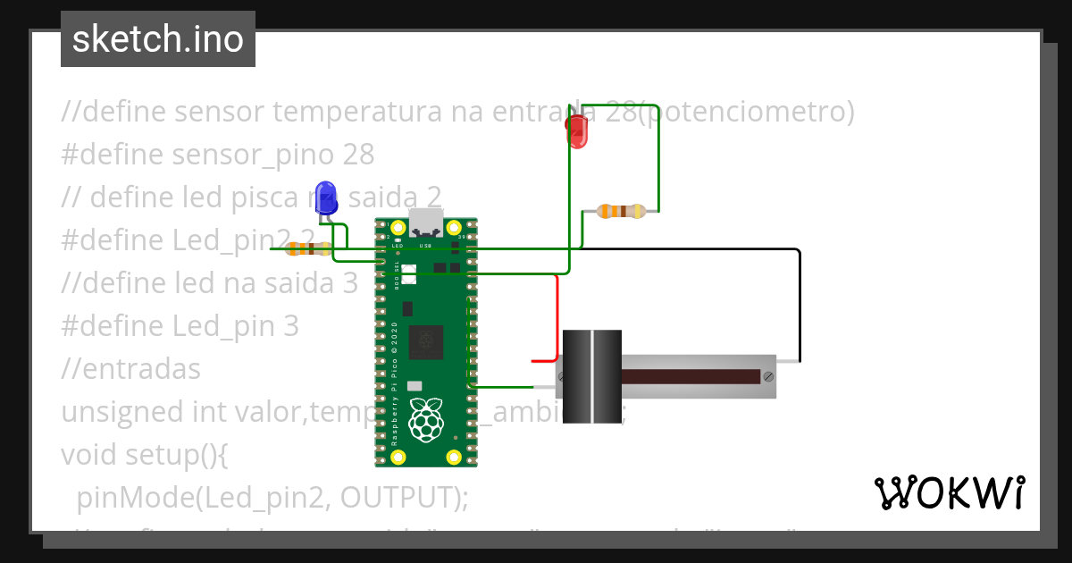 Sistema de controle ventoinha radiador com led Copy - Wokwi ESP32, STM32, Arduino Simulator