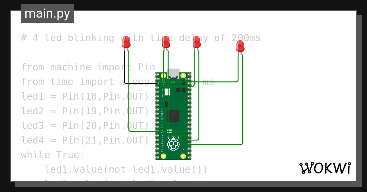 4 Led Blinking Wokwi Esp32 Stm32 Arduino Simulator 7214