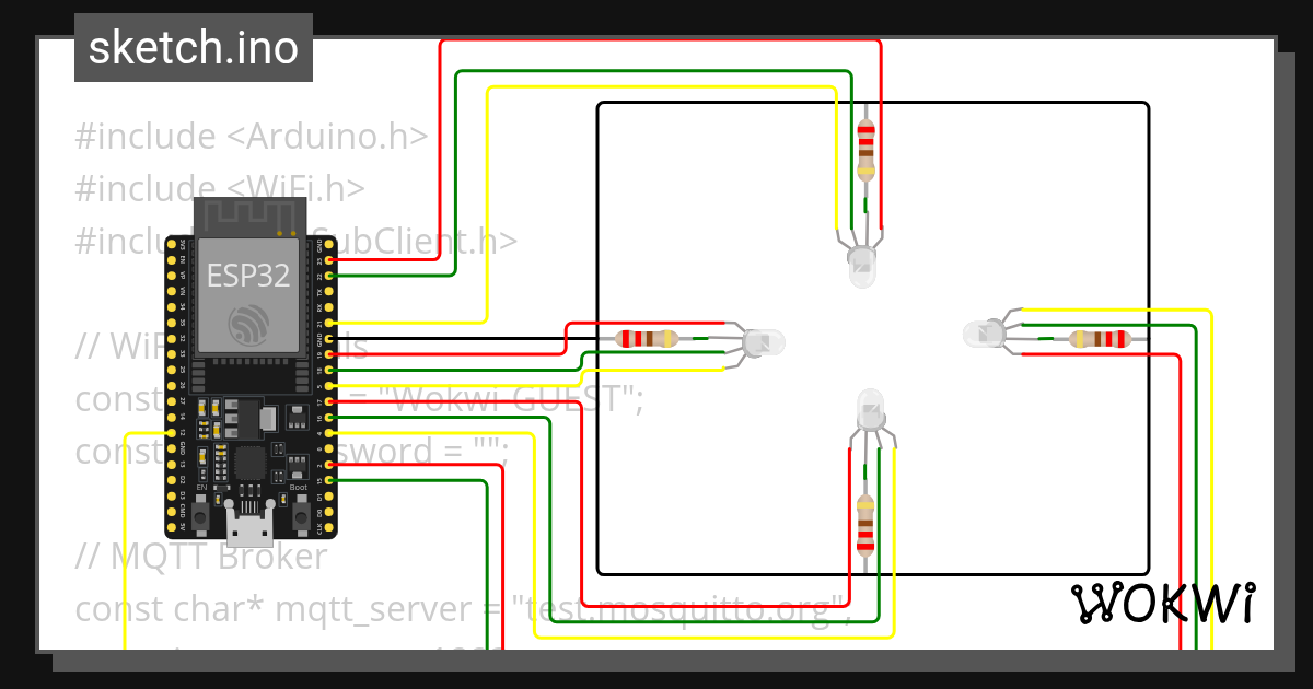 Traffic Light MQTT - Wokwi ESP32, STM32, Arduino Simulator