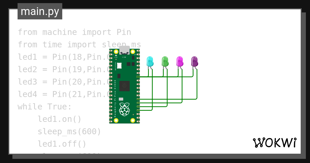Blink Four Leds In Serial Wokwi Esp32 Stm32 Arduino Simulator 1618