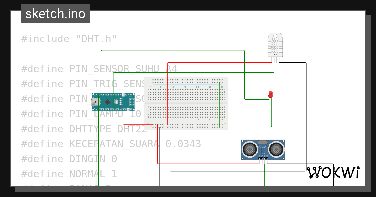 Led Otomatis Berdasrkan Suhu Dan Jarak Wokwi Esp32 Stm32 Arduino Simulator