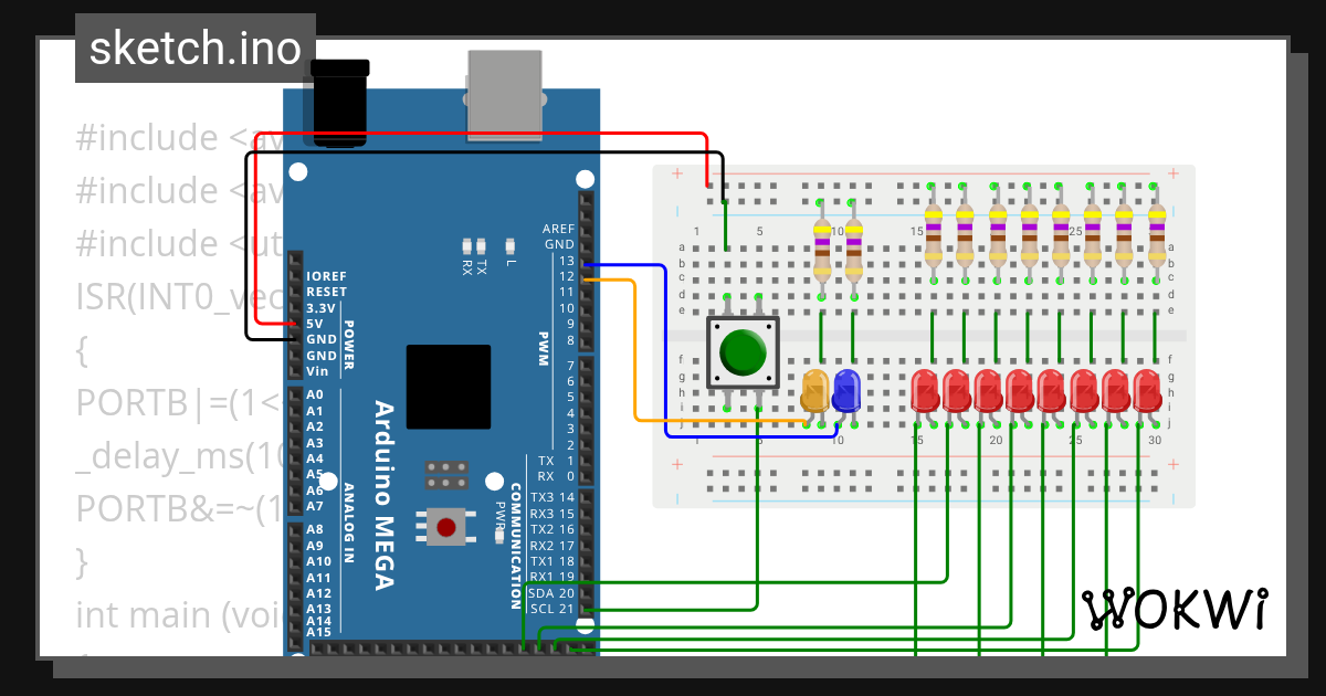2. efek delay - Wokwi ESP32, STM32, Arduino Simulator