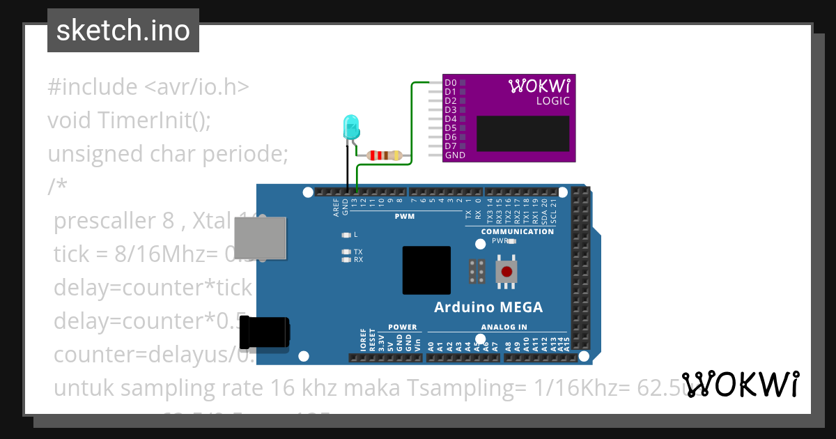 Timer 0 Mode Normal - Wokwi ESP32, STM32, Arduino Simulator
