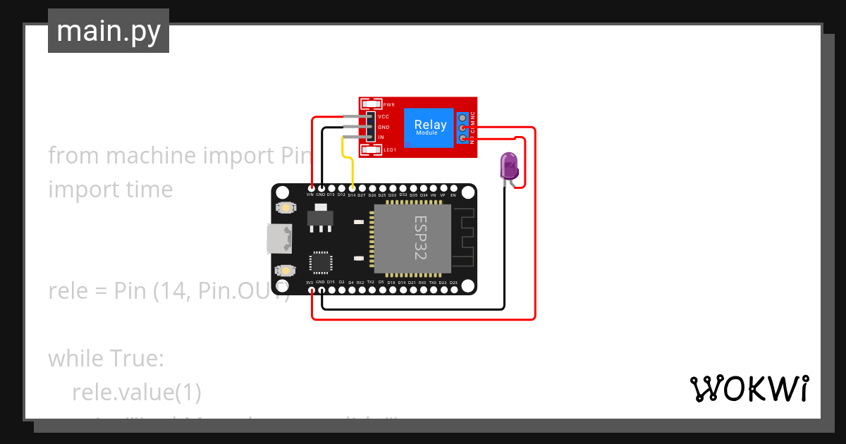 Simulación Rele - Wokwi ESP32, STM32, Arduino Simulator Simulación Rele - Wokwi ESP32, STM32, Arduino Simulator
