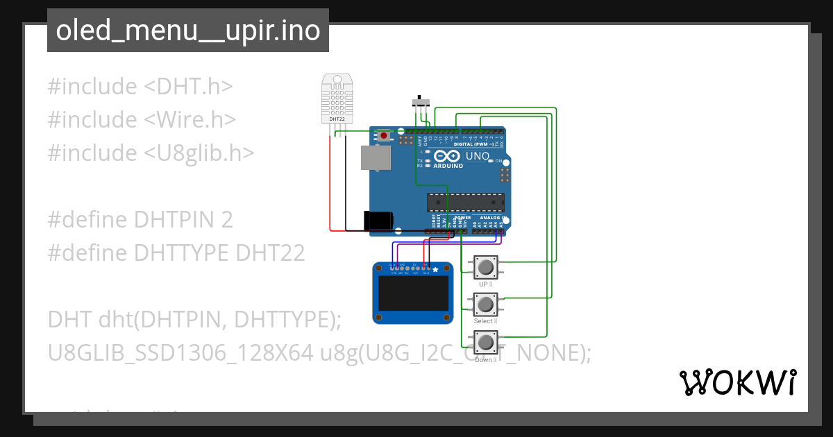OLED DHT22 - Wokwi ESP32, STM32, Arduino Simulator
