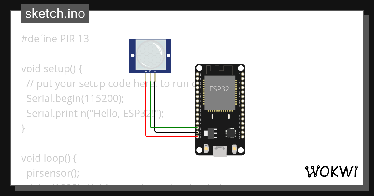 pir sensor - Wokwi ESP32, STM32, Arduino Simulator