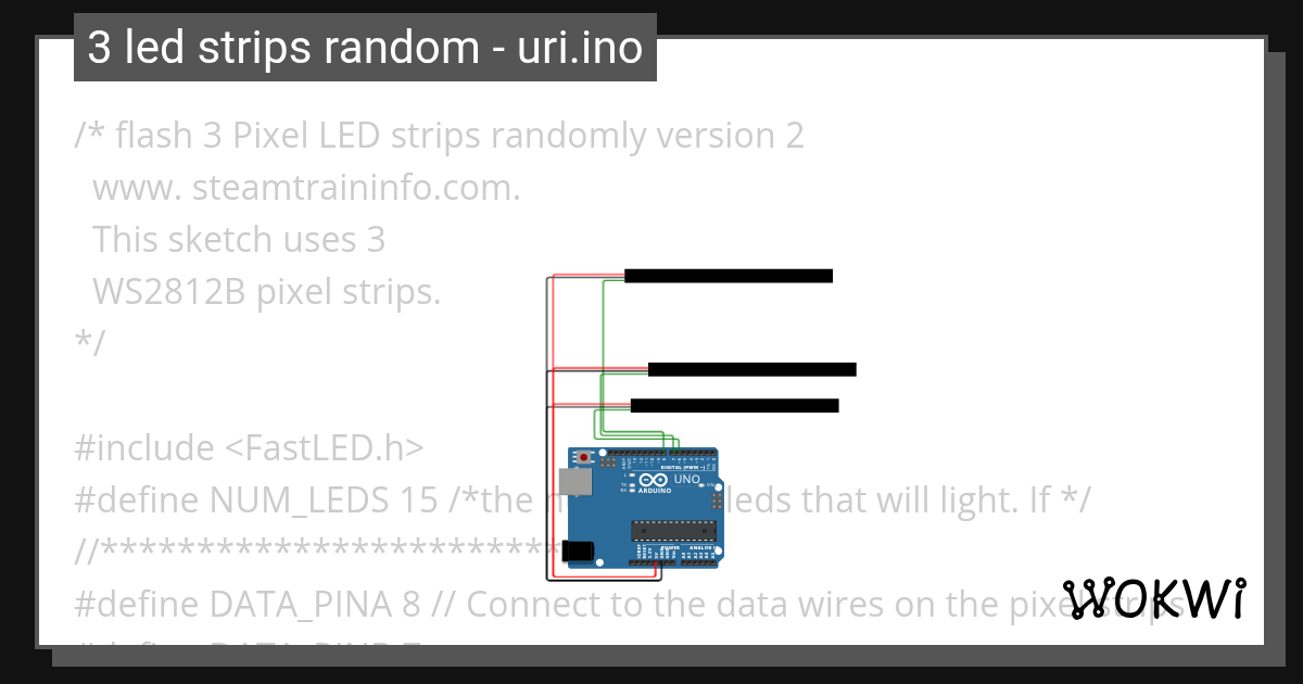 3 led strips - Wokwi ESP32, STM32, Arduino Simulator