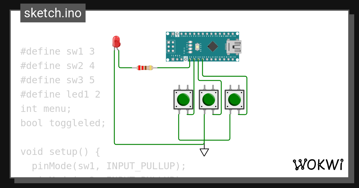 Menyalakan Led Sesuai Urutan Push Button Wokwi Esp32 Stm32 Arduino Simulator
