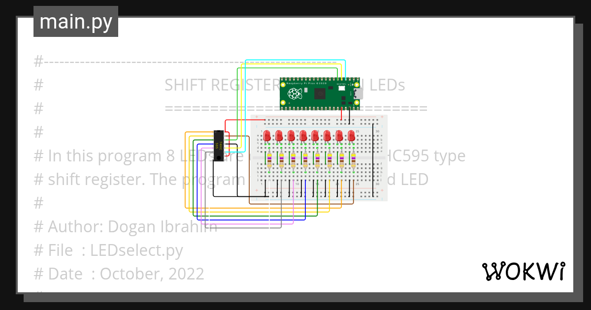 E-book 3.40 LEDselect.py - Wokwi ESP32, STM32, Arduino Simulator