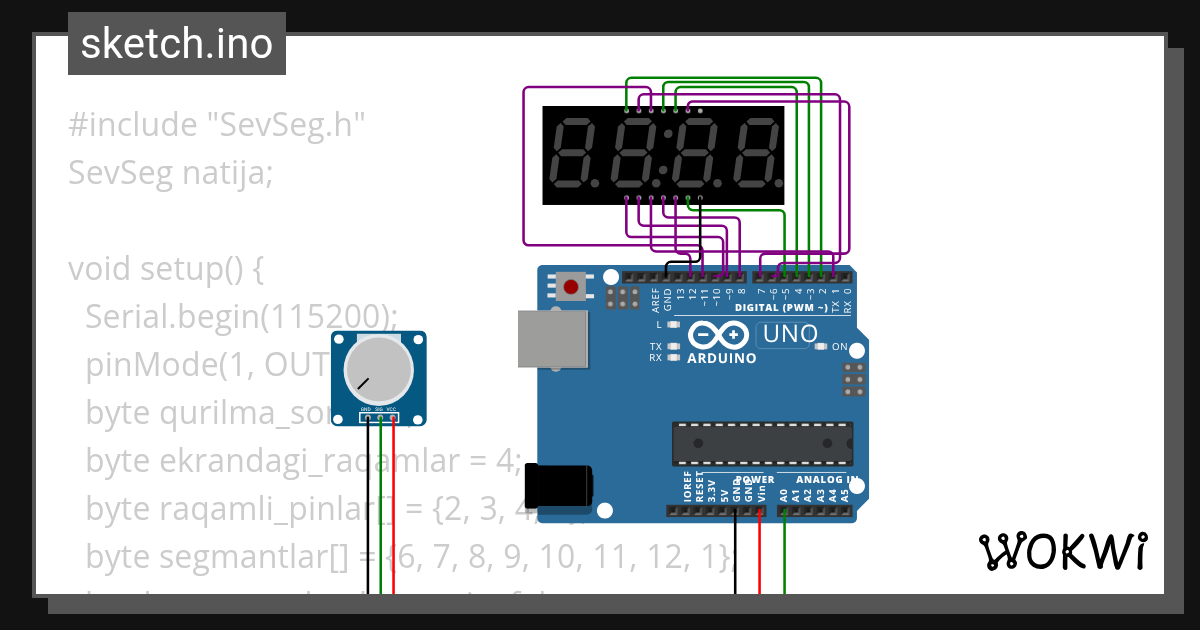 4x7 segment tugmali - Wokwi ESP32, STM32, Arduino Simulator
