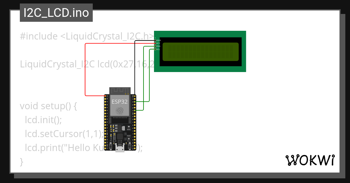 I2C_LCD - Wokwi ESP32, STM32, Arduino Simulator I2C_LCD - Wokwi ESP32, STM32, Arduino Simulator