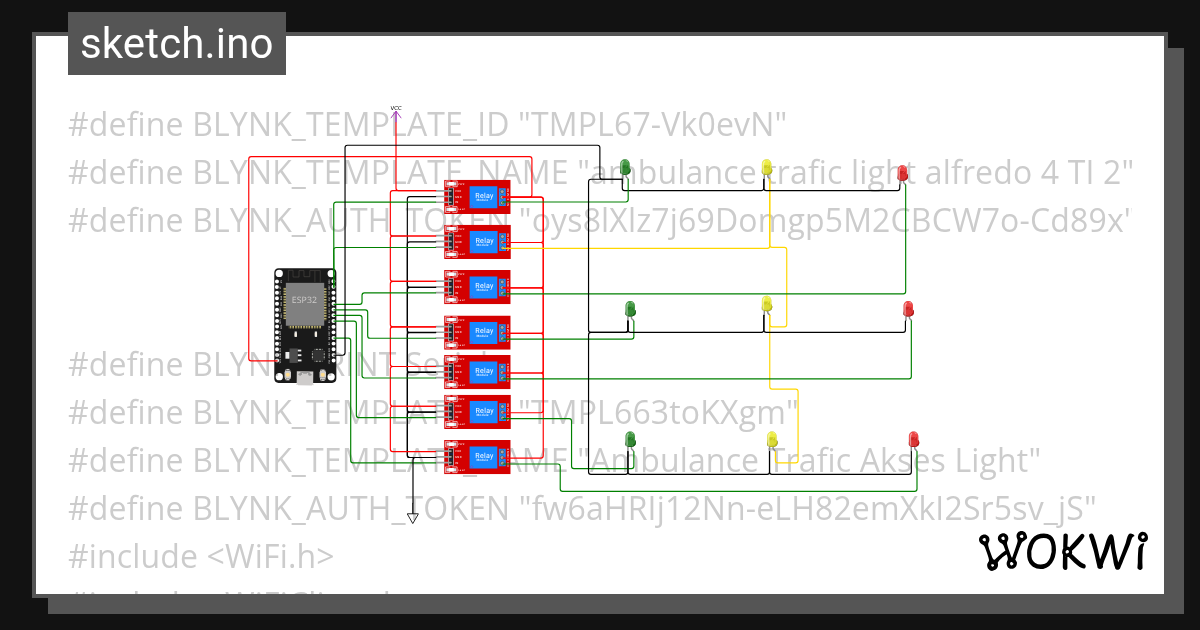 ambulance trafic light alfredo 4 TI 2 Copy - Wokwi ESP32, STM32, Arduino Simulator