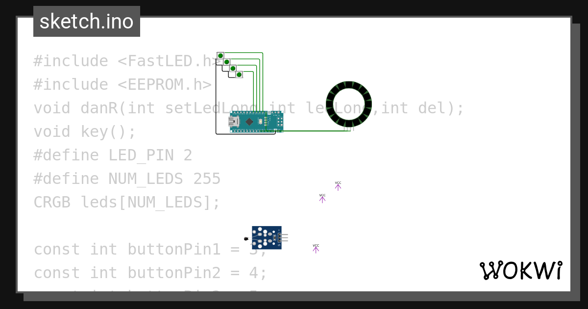 单一 一段灯条循环设置 Wokwi Esp32 Stm32 Arduino Simulator 9038