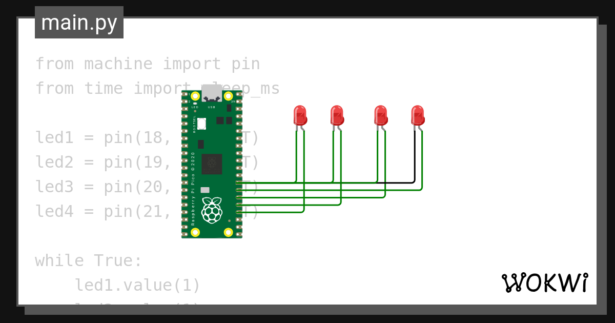 4 Leds Blinking Wokwi Esp32 Stm32 Arduino Simulator 3494