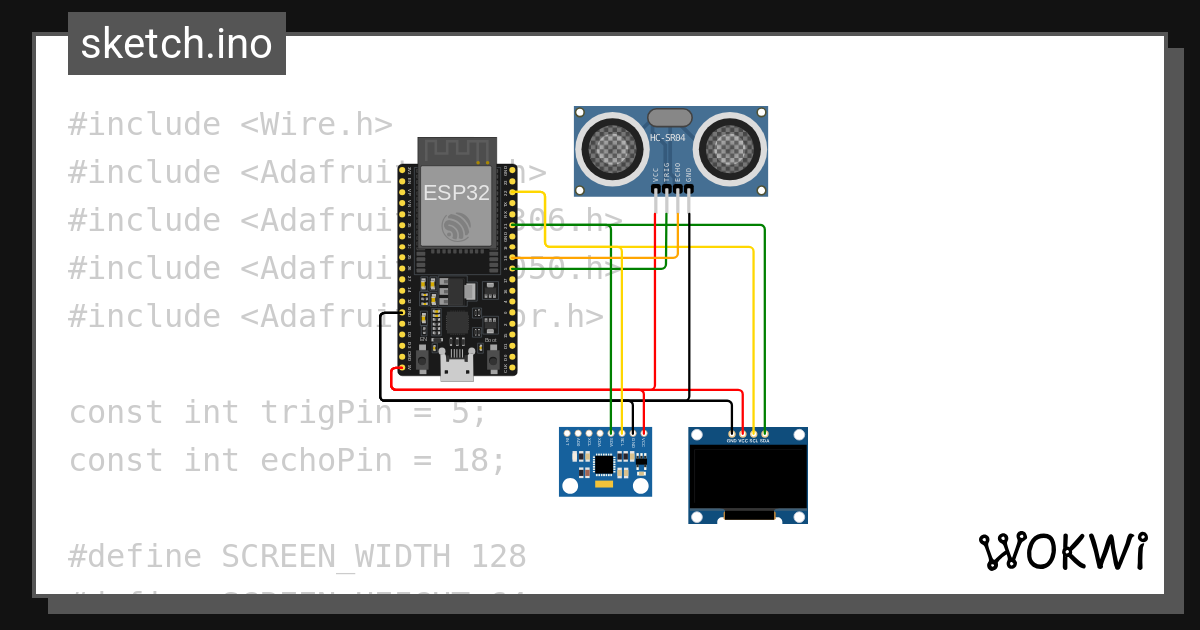 Oled Ultrasonic Imu Wokwi Esp32 Stm32 Arduino Simulator