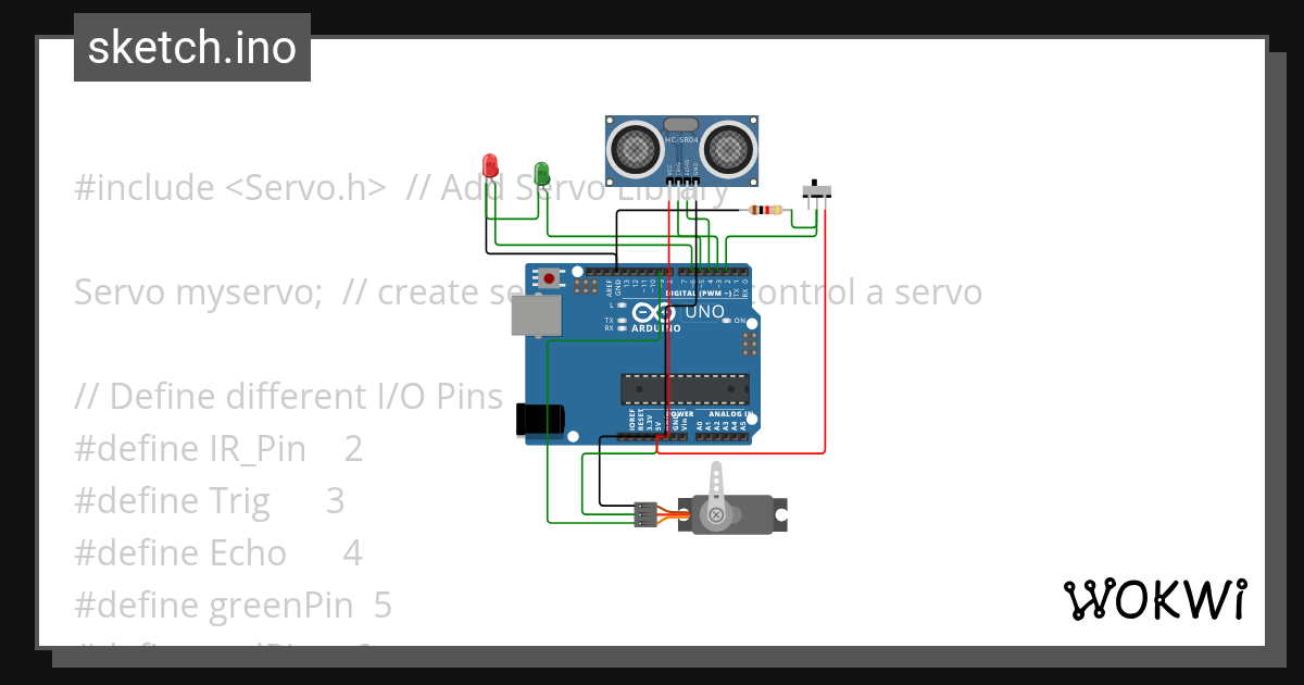 chmeli420_Ultrasonic_IR_Servo - Wokwi ESP32, STM32, Arduino Simulator