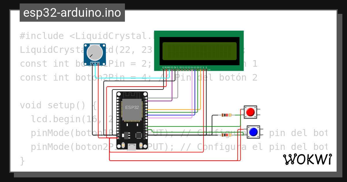 Display Led 2 Botones Wokwi Esp32 Stm32 Arduino Simulator