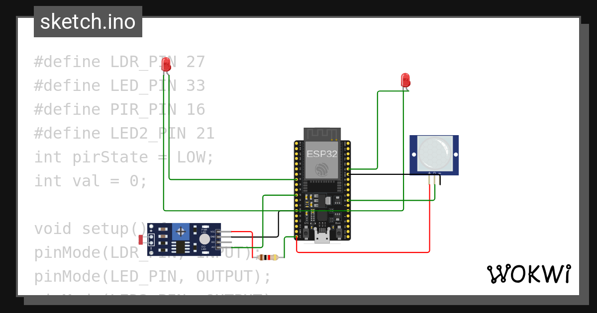 Test Ldr E Pir Wokwi Esp32 Stm32 Arduino Simulator 7455