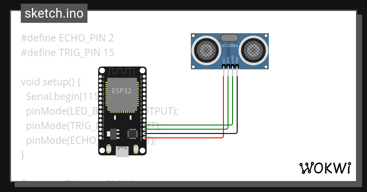 Modul 3 Praktik Input Sensor Ultrasonic pada Serial Monitor - Wokwi ESP32, STM32, Arduino Simulator