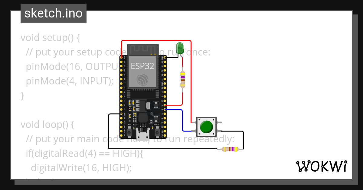 Push Button - Wokwi ESP32, STM32, Arduino Simulator