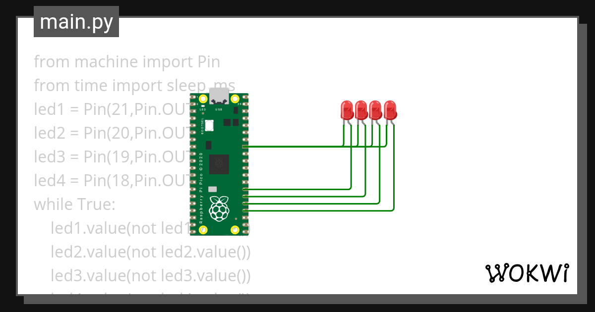led.py Copy (6) - Wokwi ESP32, STM32, Arduino Simulator