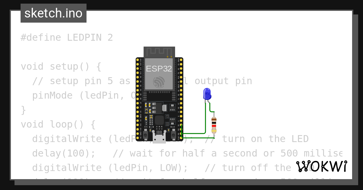 Ledblinking Wokwi Esp32 Stm32 Arduino Simulator