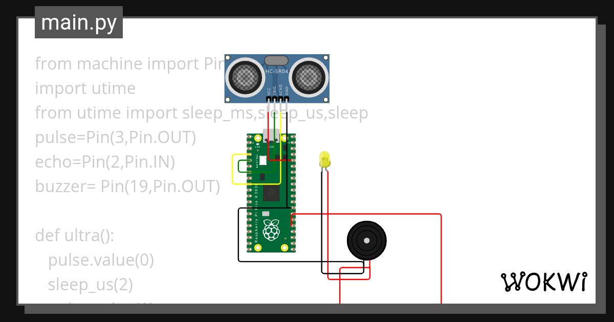 BLIND STICK USING ULTRASONIC SENSOR BY BALAJI - Wokwi ESP32, STM32, Arduino Simulator
