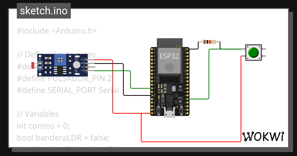 LDR PRUEBA - Wokwi ESP32, STM32, Arduino Simulator