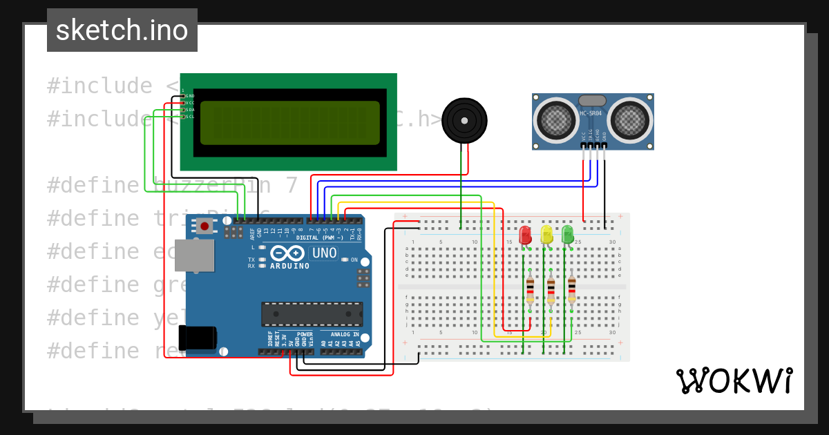 Sensor Parkir Mobil Ishan Wokwi Esp32 Stm32 Arduino Simulator