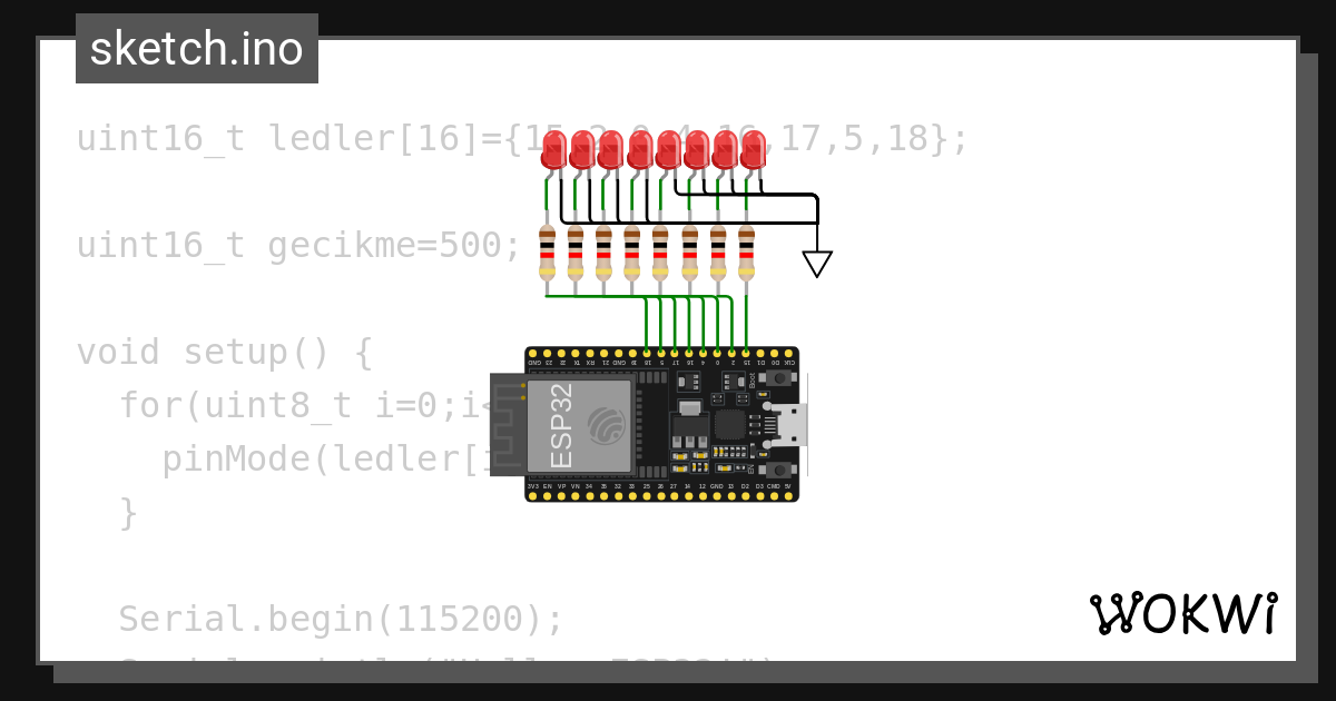 12led Wokwi Esp32 Stm32 Arduino Simulator