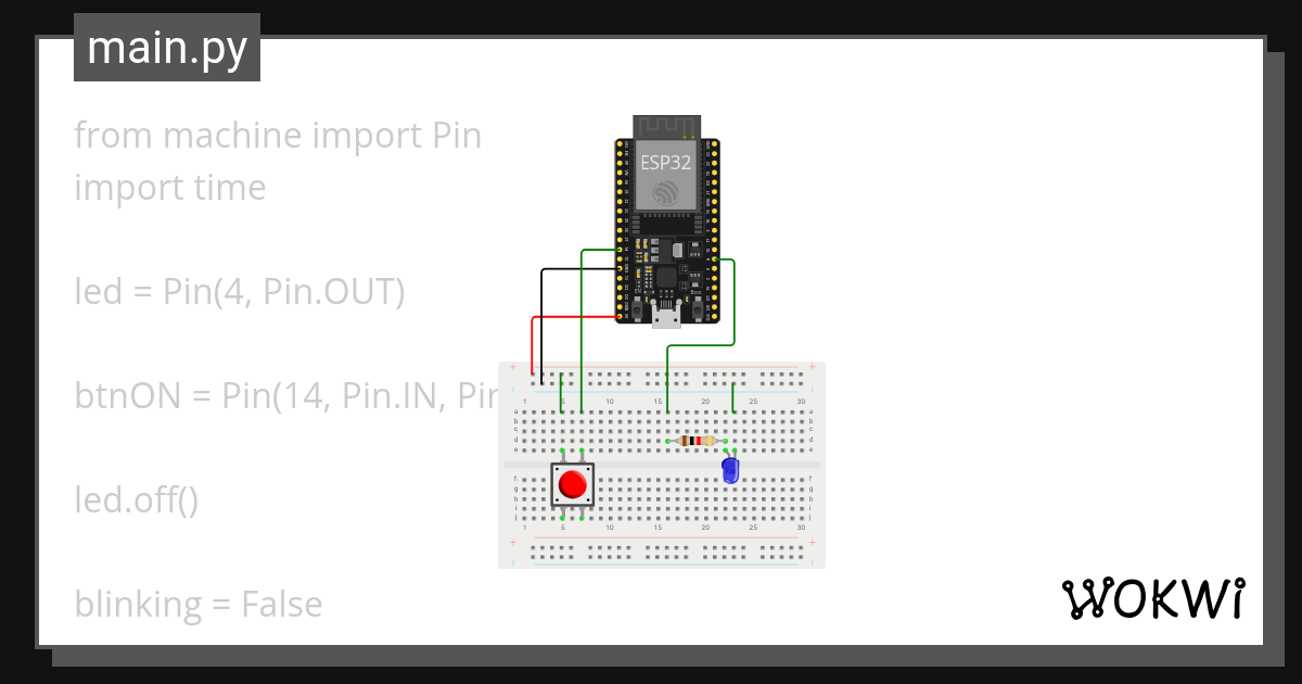 Led Lampeggia Btn Wokwi Esp32 Stm32 Arduino Simulator 