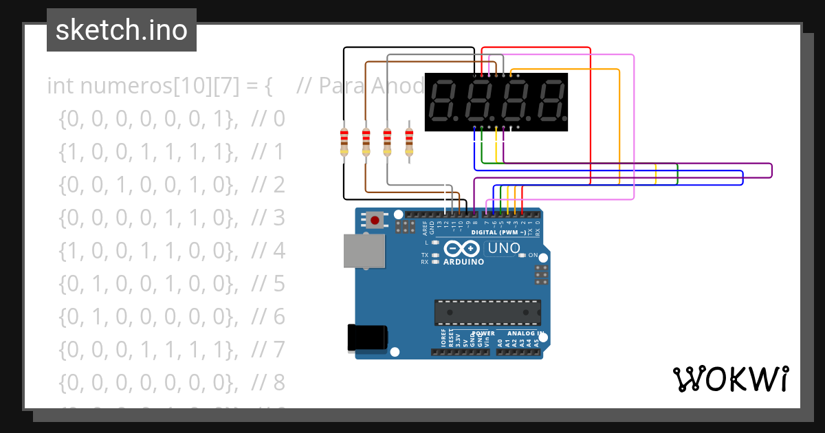 4 Digitos 2 intent - Wokwi ESP32, STM32, Arduino Simulator