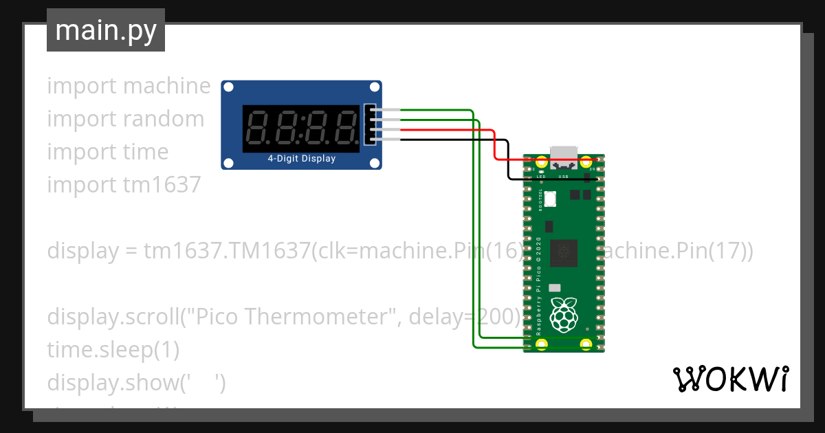 PicoTM1637 Copy - Wokwi ESP32, STM32, Arduino Simulator