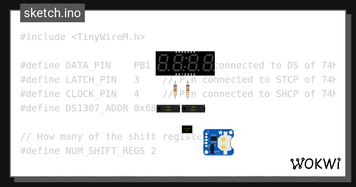 Shift Register Clock ⭐ Wokwi Esp32 Stm32 Arduino Simulator