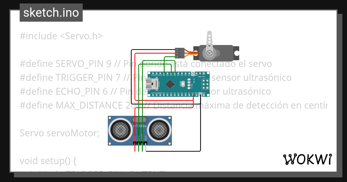 sensor con servo - Wokwi ESP32, STM32, Arduino Simulator