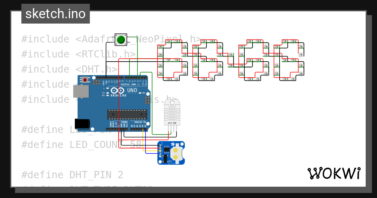 Neopixel 7 Segment Clock Wokwi Esp32 Stm32 Arduino Simulator