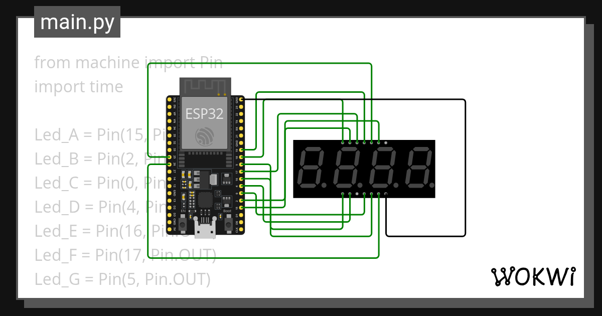 四位数码管的显示 Wokwi Esp32 Stm32 Arduino Simulator 2811