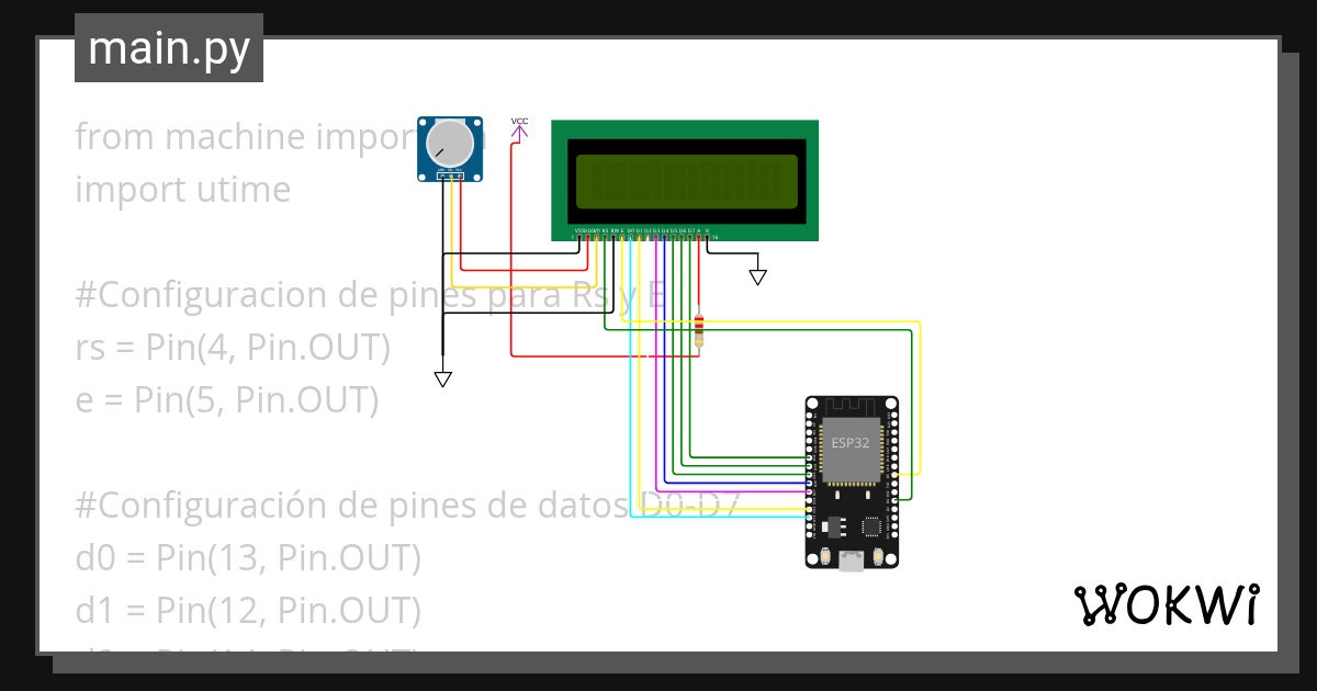ESP 32 Y LCD - Wokwi ESP32, STM32, Arduino Simulator