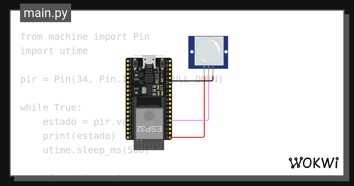 Sensor De Movimiento Wokwi Esp32 Stm32 Arduino Simulator 3729