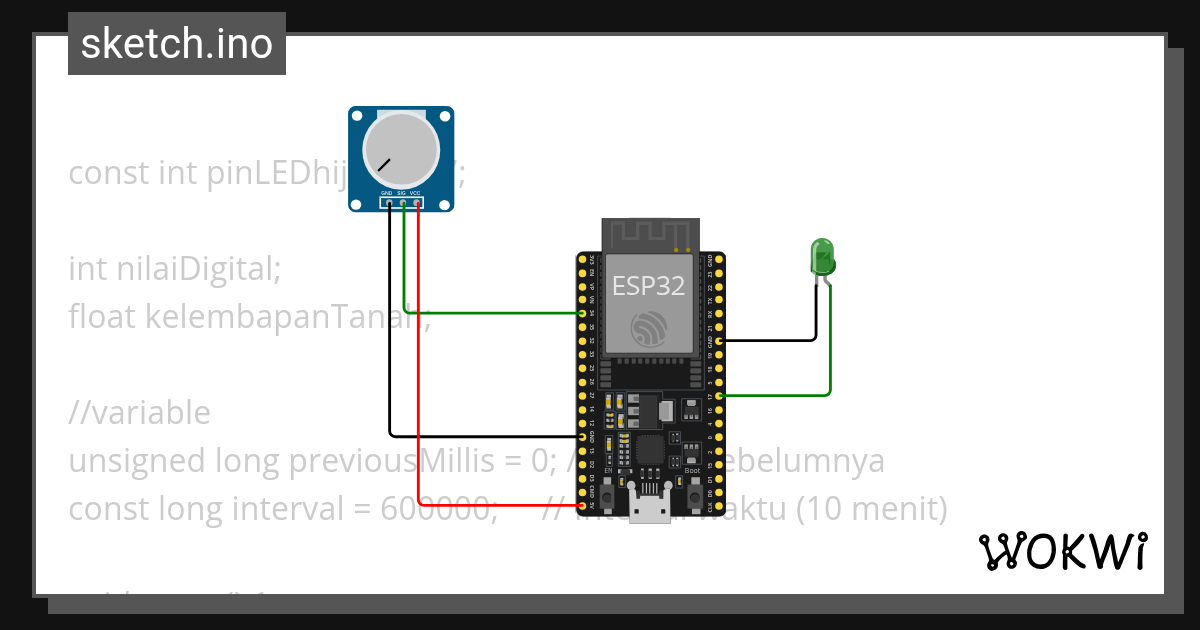 Kelembapan tanah - Wokwi ESP32, STM32, Arduino Simulator Kelembapan tanah - Wokwi ESP32, STM32, Arduino Simulator
