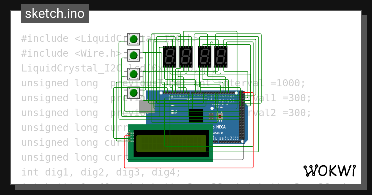 Mega7segment Wokwi Esp32 Stm32 Arduino Simulator 
