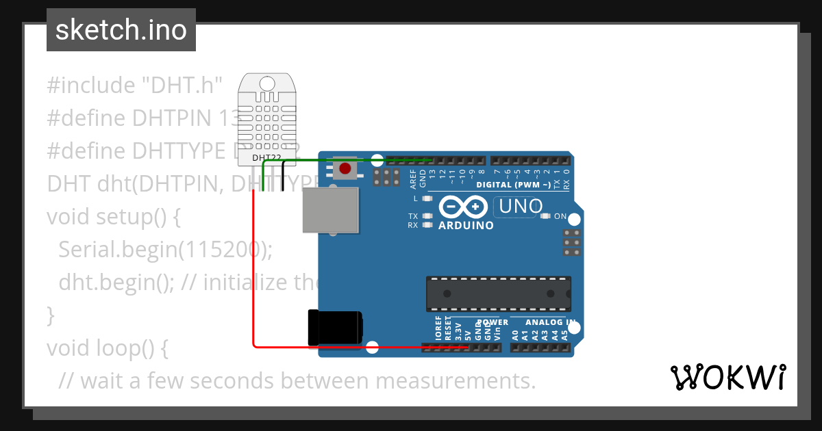 ESP8266 WiFi Report ( dht sensor part ) - Wokwi ESP32, STM32, Arduino Simulator