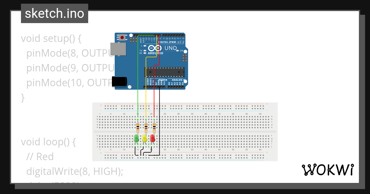 Learning: Traffic Light - Wokwi ESP32, STM32, Arduino Simulator