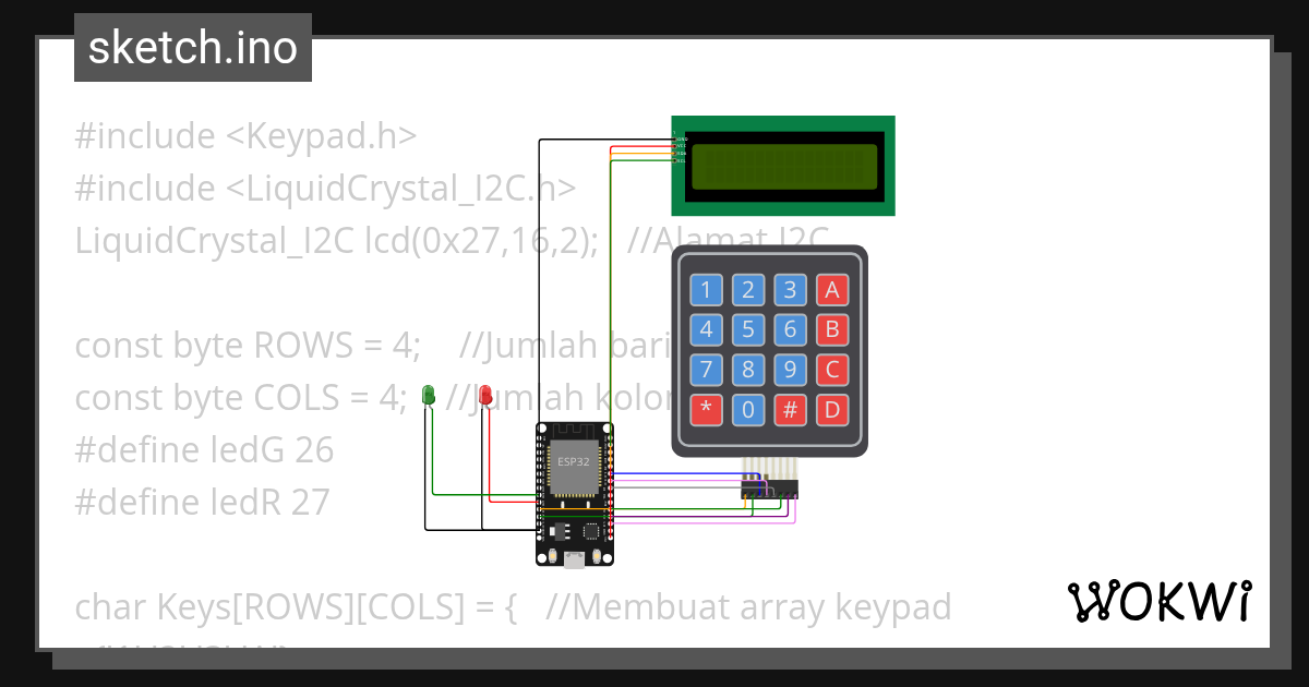 copy TOPIK 4 AGUNG FATONI smart pasword keypad dengan output teks lcd dan led Copy - Wokwi ESP32 ...