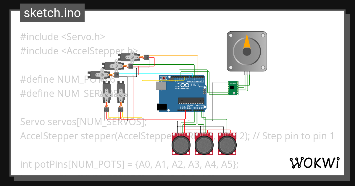 arm mini proservo controller - Wokwi ESP32, STM32, Arduino Simulator