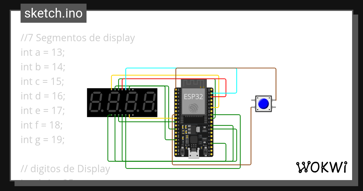 7seg Crono Wokwi Esp32 Stm32 Arduino Simulator 2001