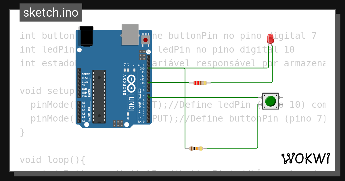 Acender Led Wokwi Esp32 Stm32 Arduino Simulator